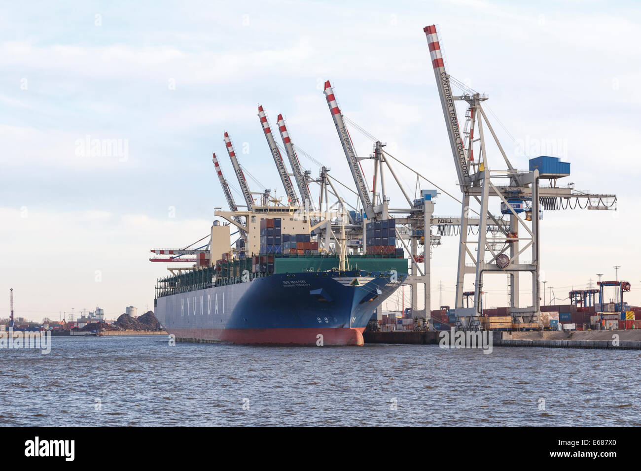 Container ship Hyundai Tenacity at Container Terminal Tollerort in ...