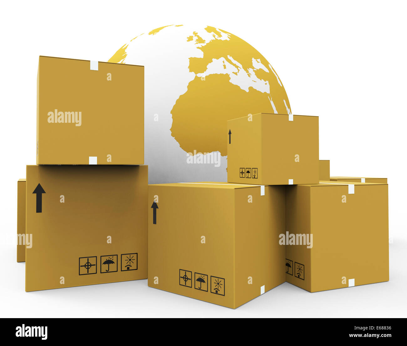 Delivery World Representing Worldly Globalisation And Courier Stock ...