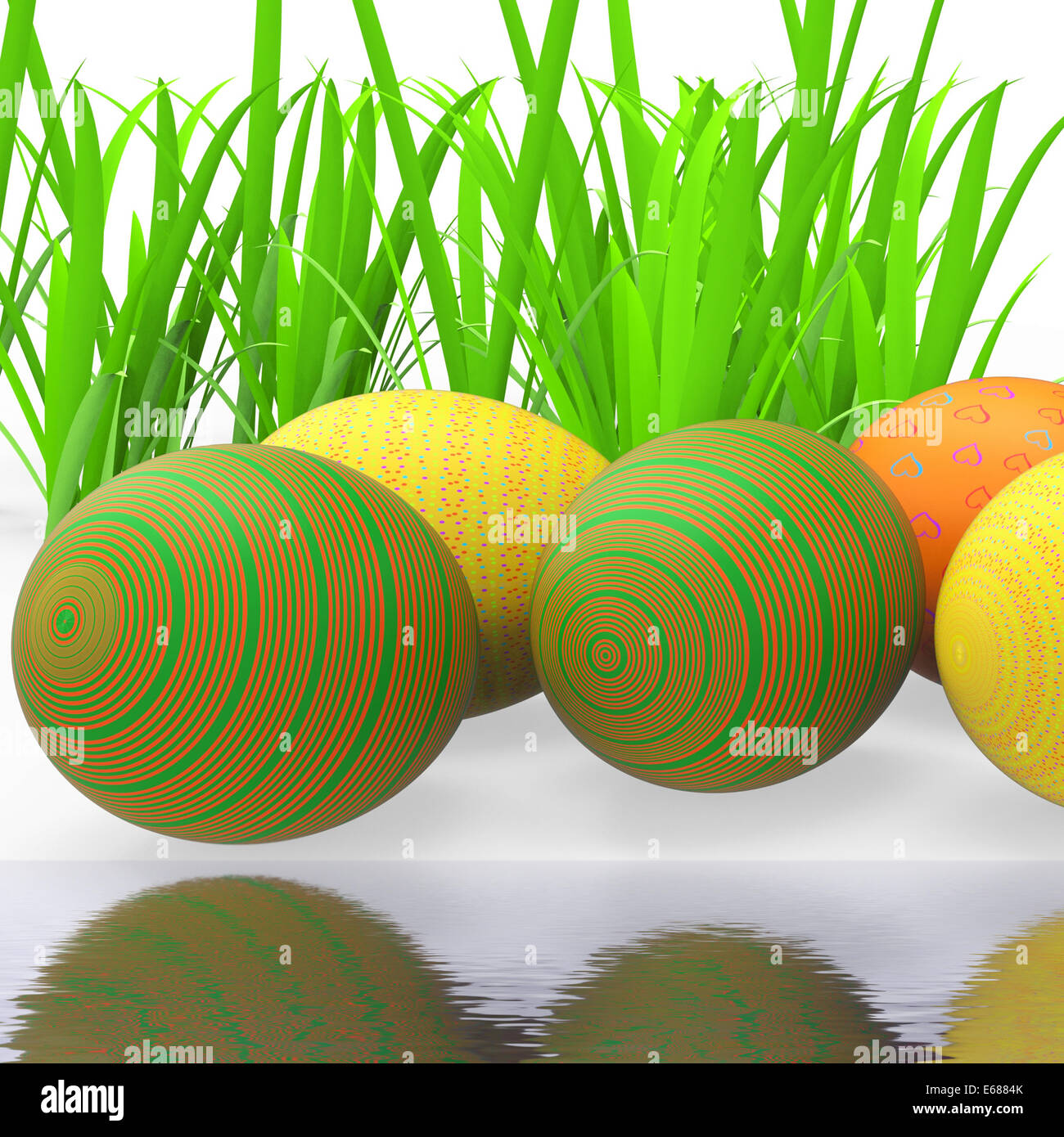 Easter Eggs Showing Green Grass And Environment Stock Photo - Alamy