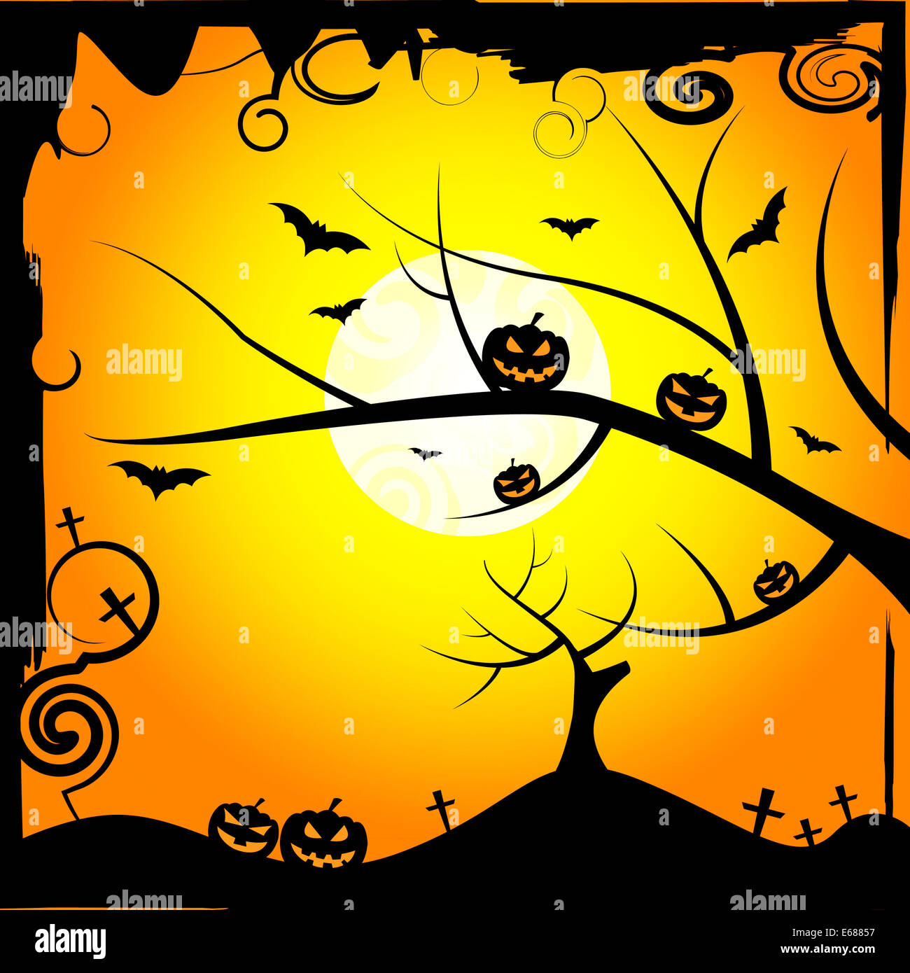 Halloween Tree Representing Trick Or Treat And Haunting Ghost Stock ...