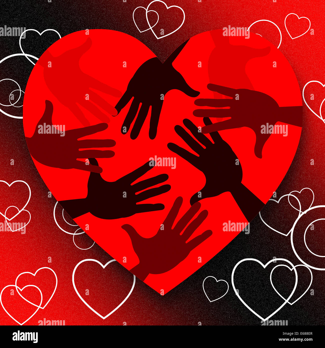 Red Hands Meaning Valentine's Day And Romantic Stock Photo - Alamy