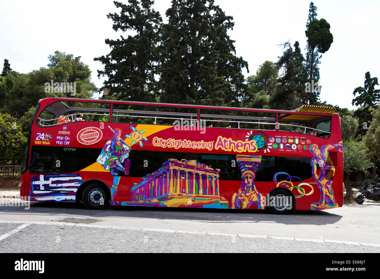 Sightseeing bus in Athens Greece Stock Photo - Alamy