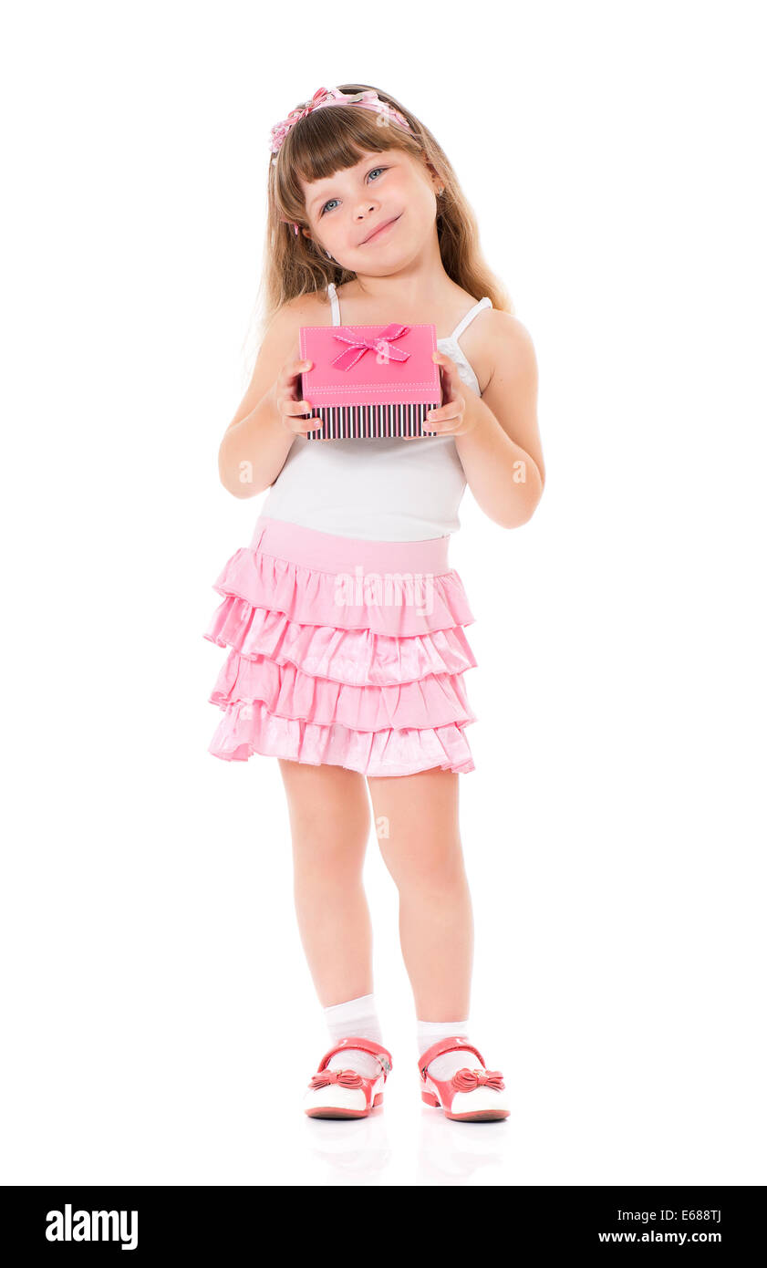 Girl with gift box Stock Photo - Alamy