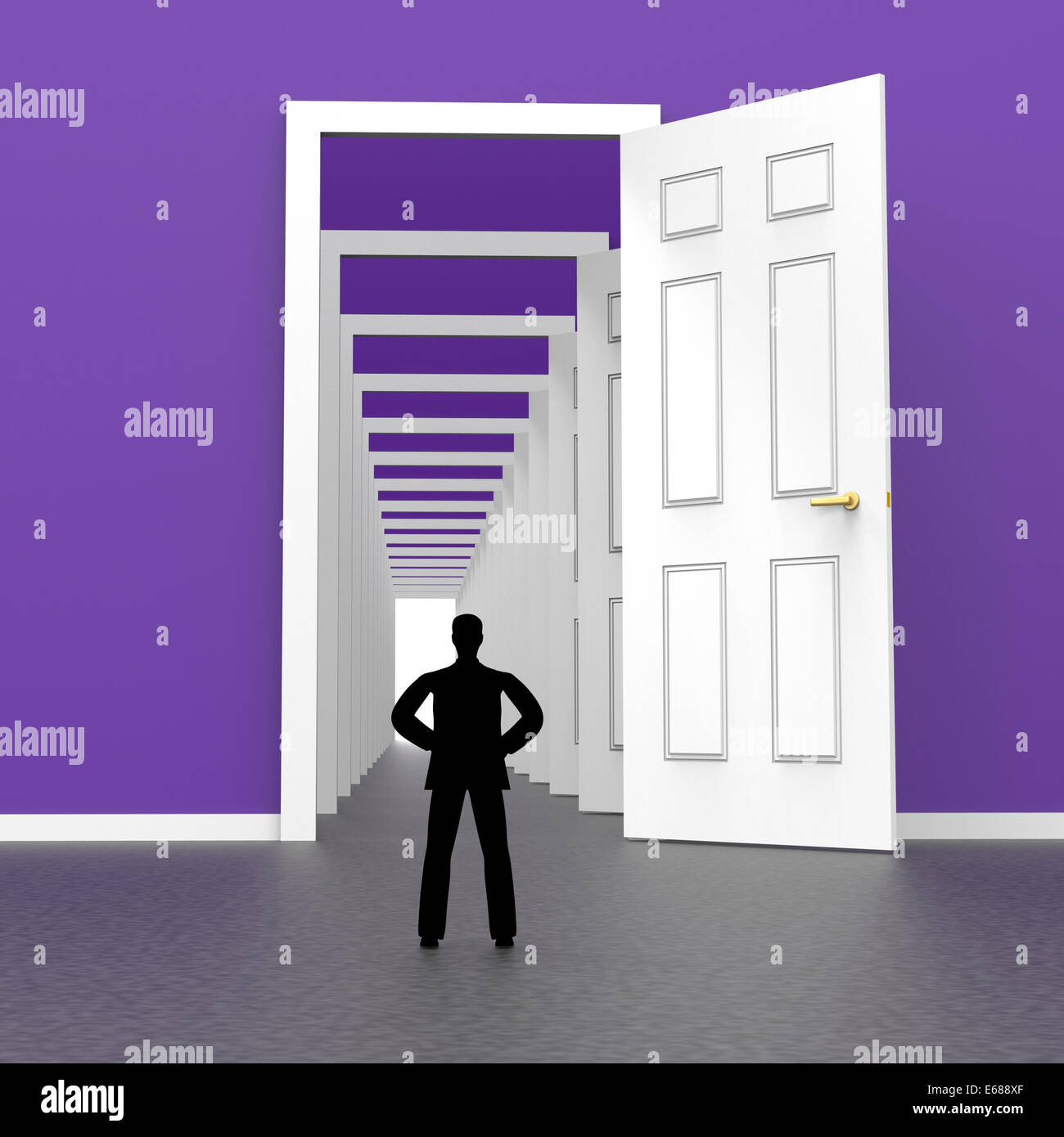 Silhouette Doors Representing Guy Human And Male Stock Photo - Alamy