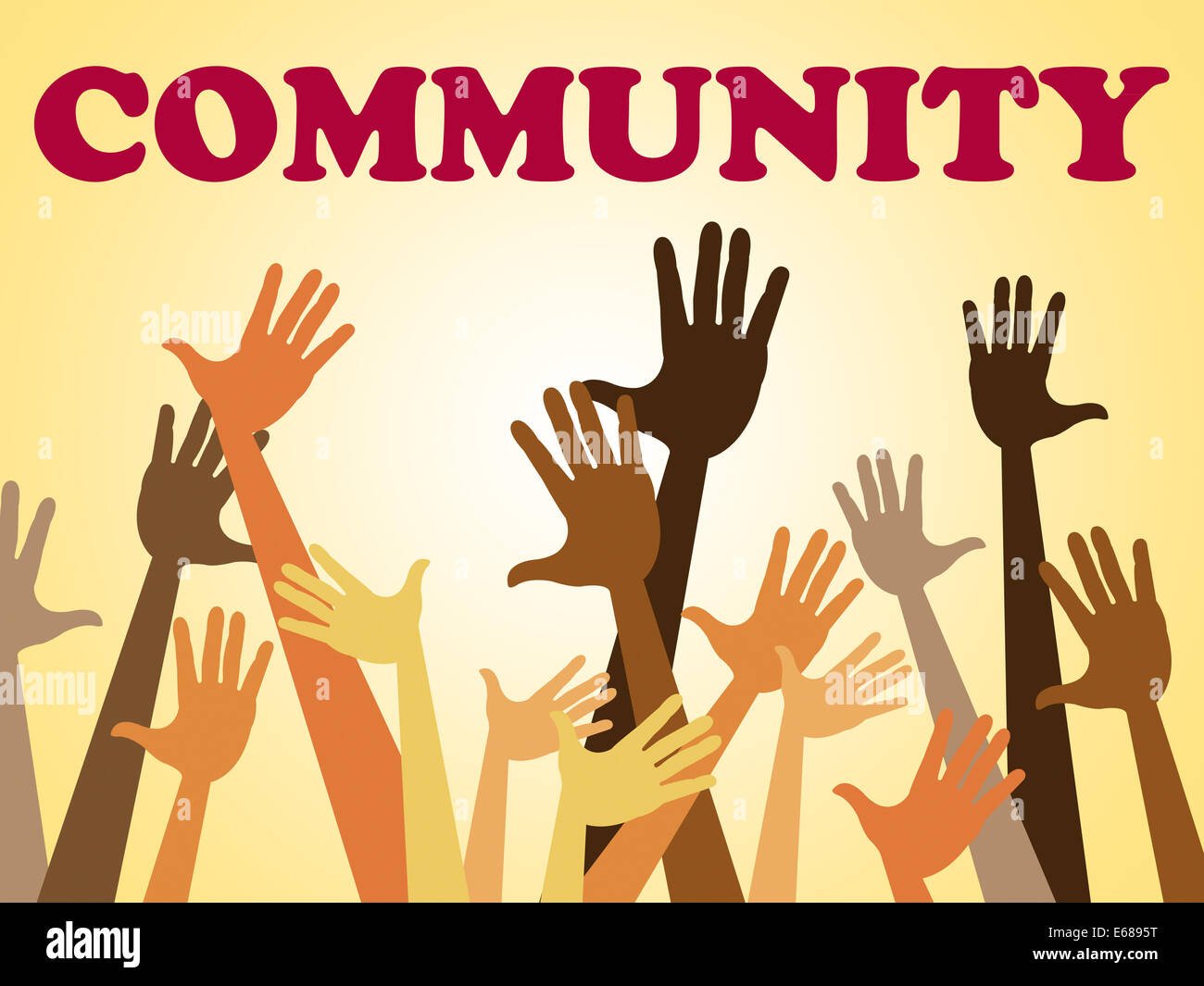 Hands Community Meaning Organized Group And Together Stock Photo - Alamy