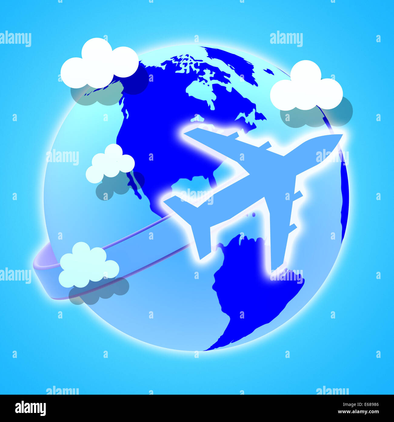 Flights Travel Representing Earth Airline And Explore Stock Photo - Alamy