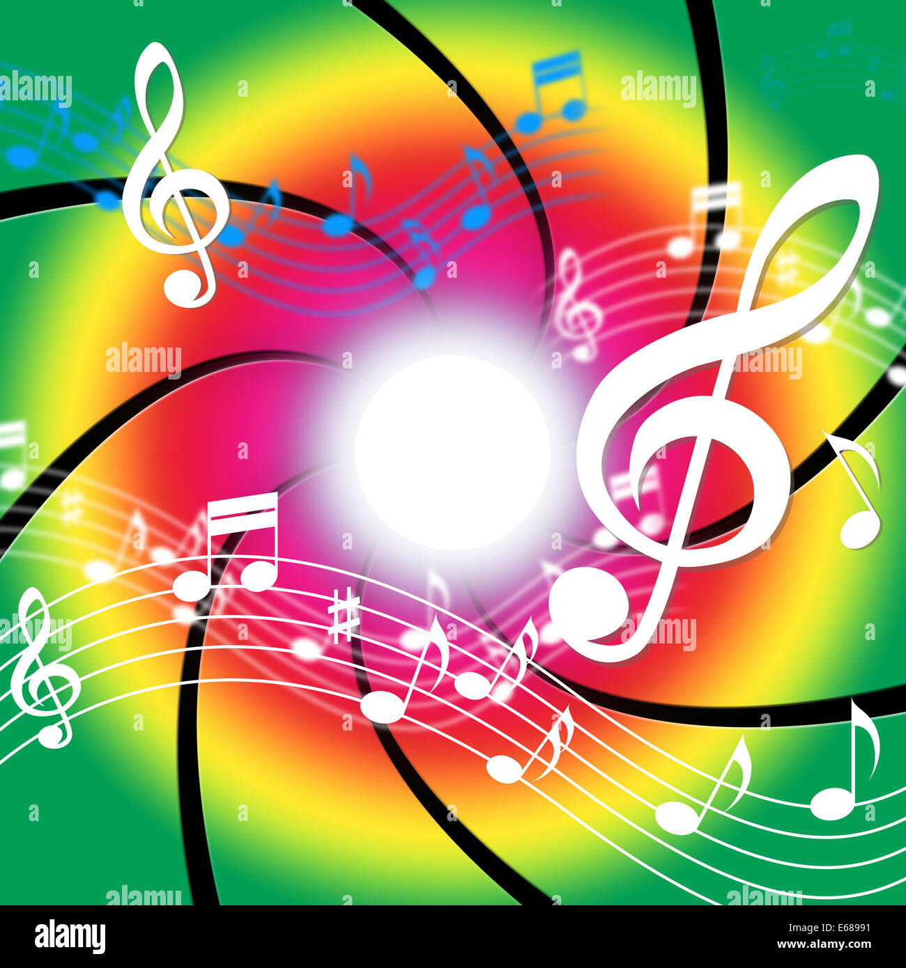 Color Notes Indicating Sheet Music And Vibrant Stock Photo - Alamy