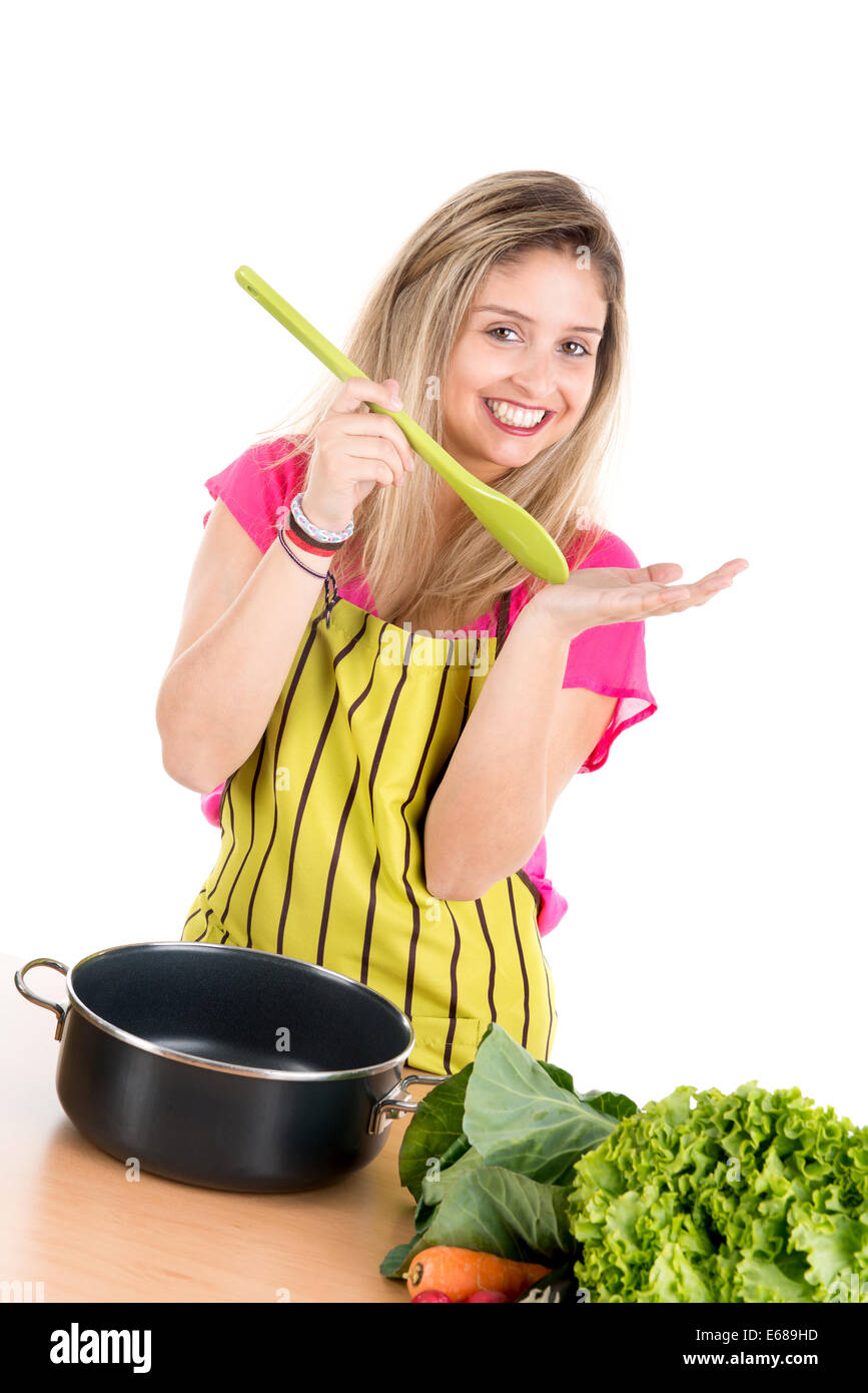 Beautiful woman cooking in the kitchen Stock Photo - Alamy