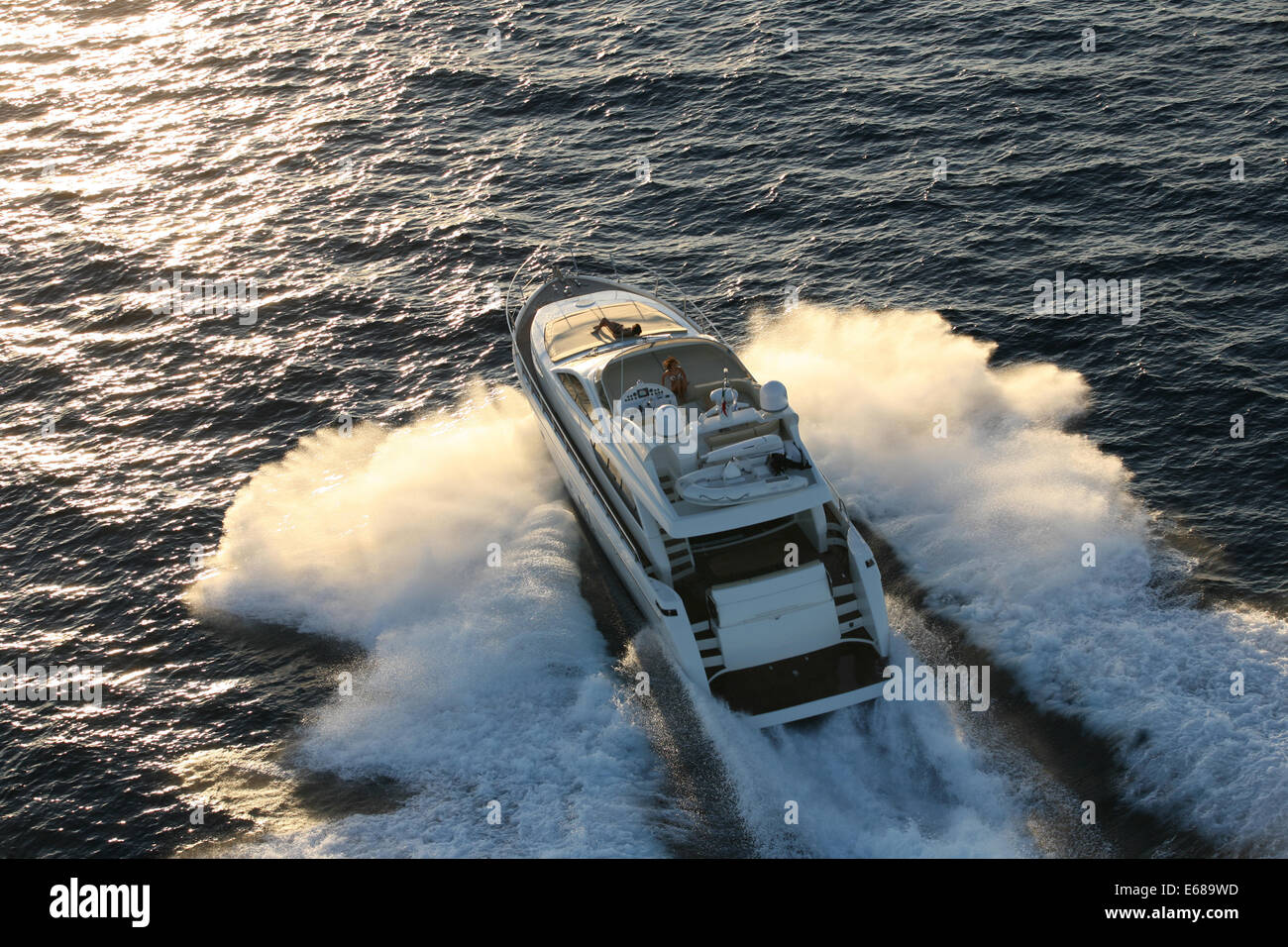 Luxury yacht in navigation aerial view Stock Photo - Alamy