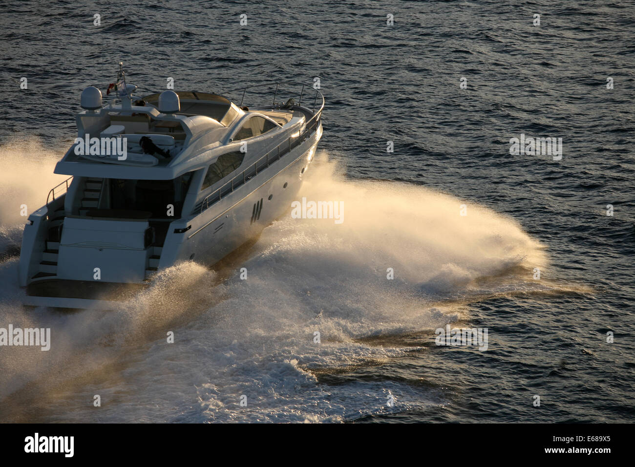 Luxury yacht in navigation aerial view Stock Photo - Alamy