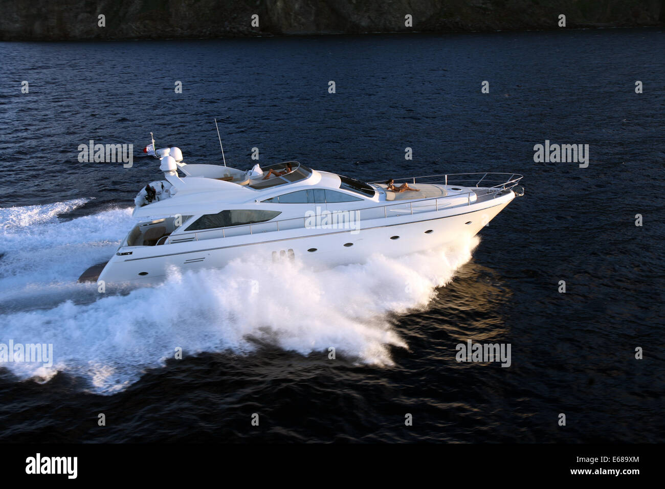 Luxury yacht in navigation aerial view Stock Photo - Alamy