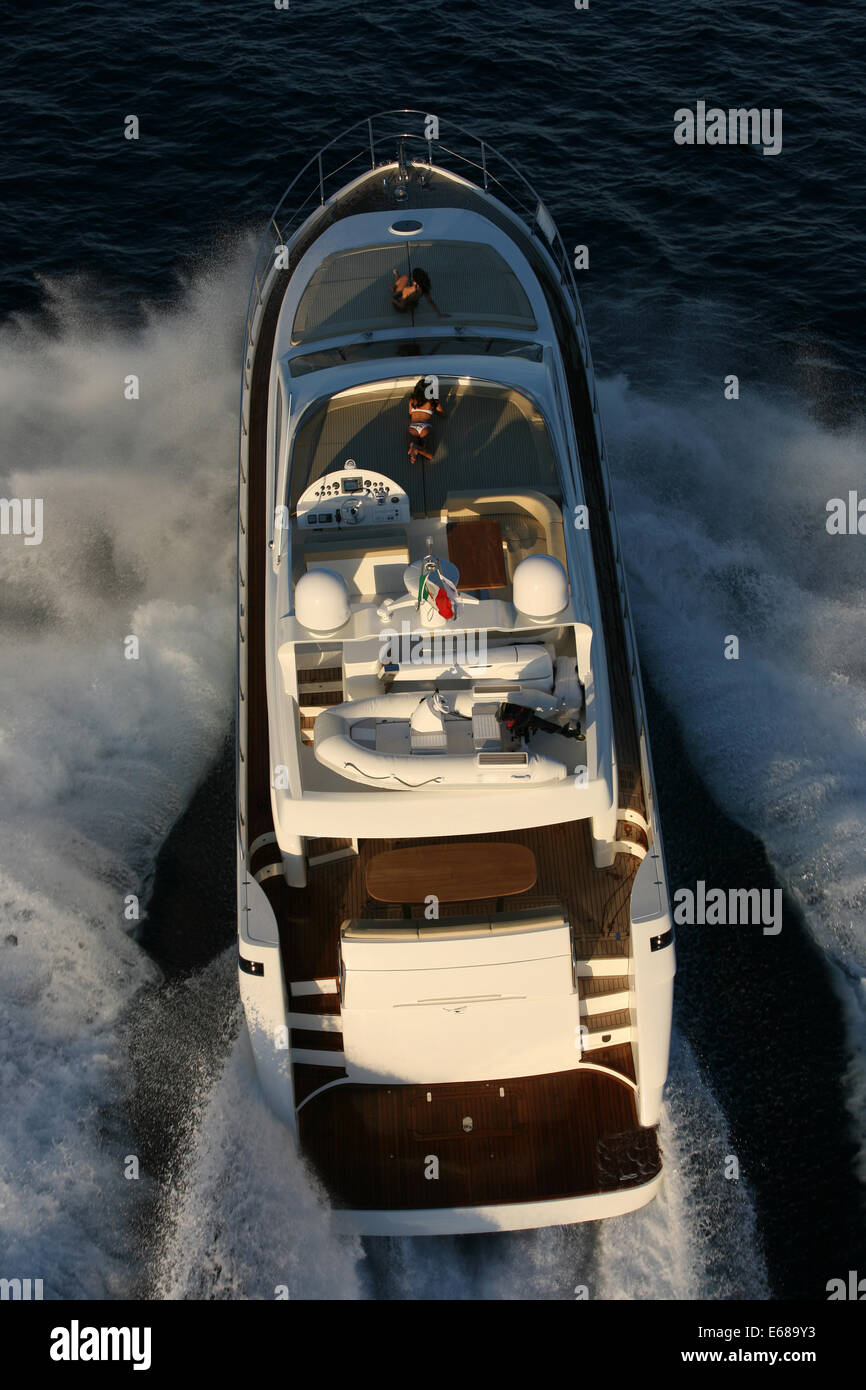 Luxury yacht in navigation aerial view Stock Photo - Alamy