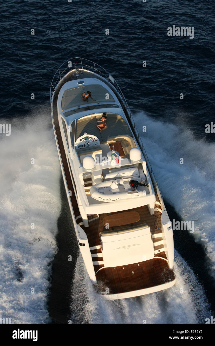 Luxury yacht in navigation aerial view Stock Photo - Alamy
