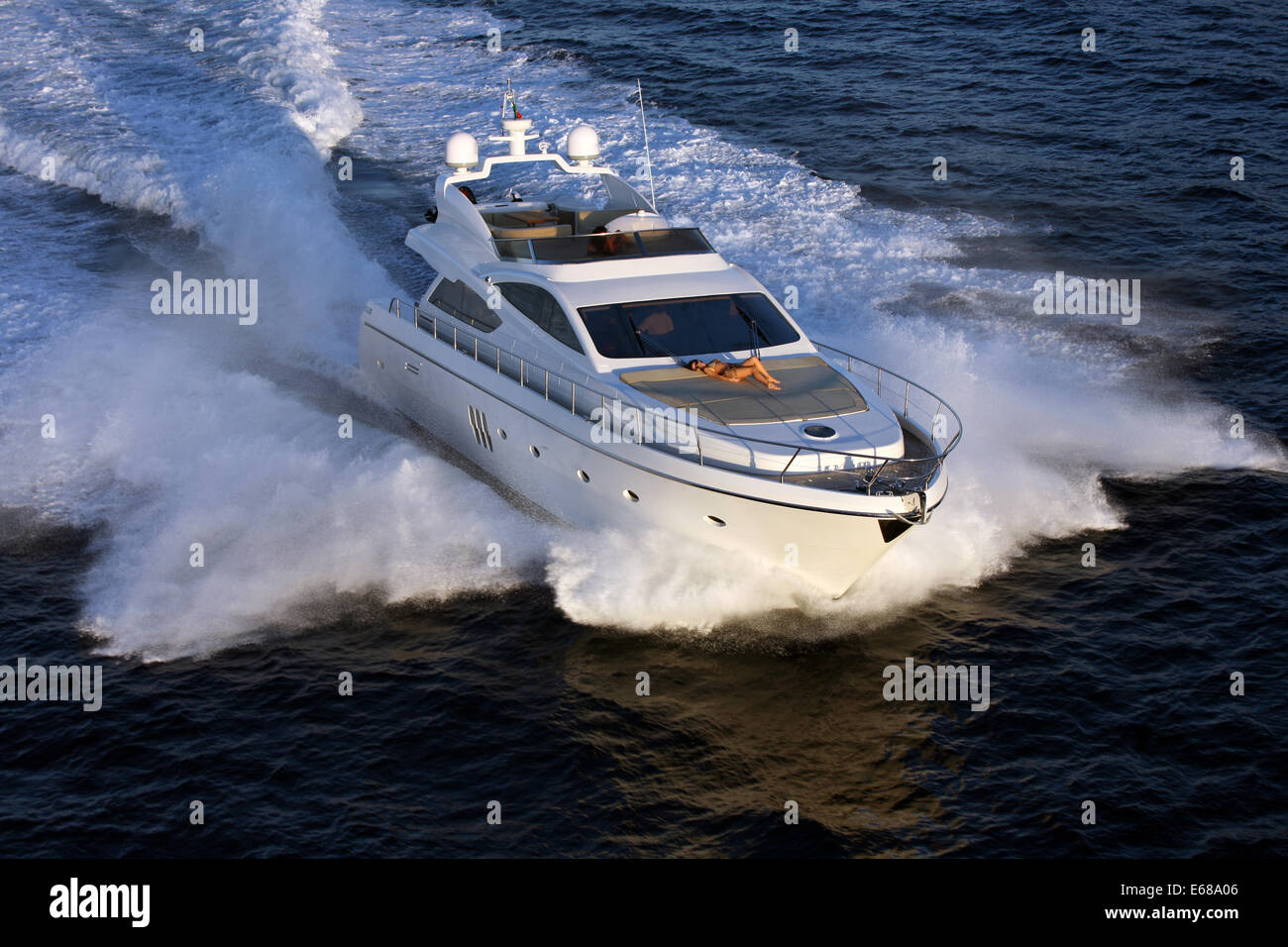 Luxury yacht in navigation aerial view Stock Photo - Alamy