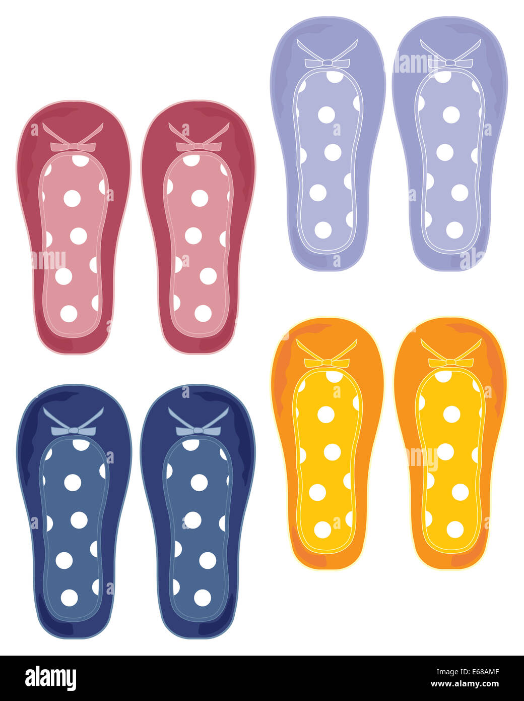 an illustration of colorful pairs of ballet pump slippers with ribbon ...
