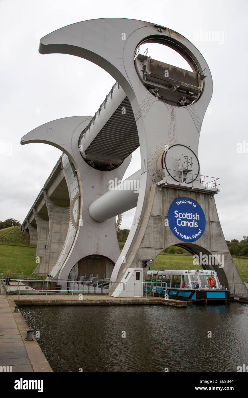 The Falkirk Wheel is a rotating boat lift connecting the Forth and ...