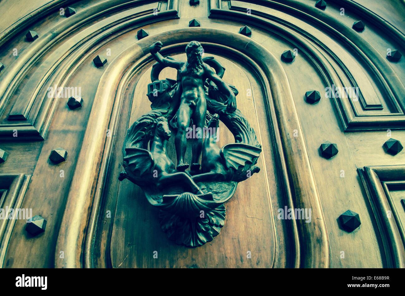 Oak door way to a government building in Geneva Switzerland ...