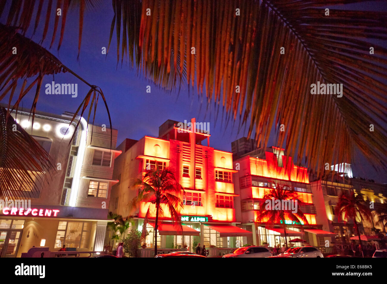Ocean Drive at night, Miami in Florida USA Stock Photo - Alamy