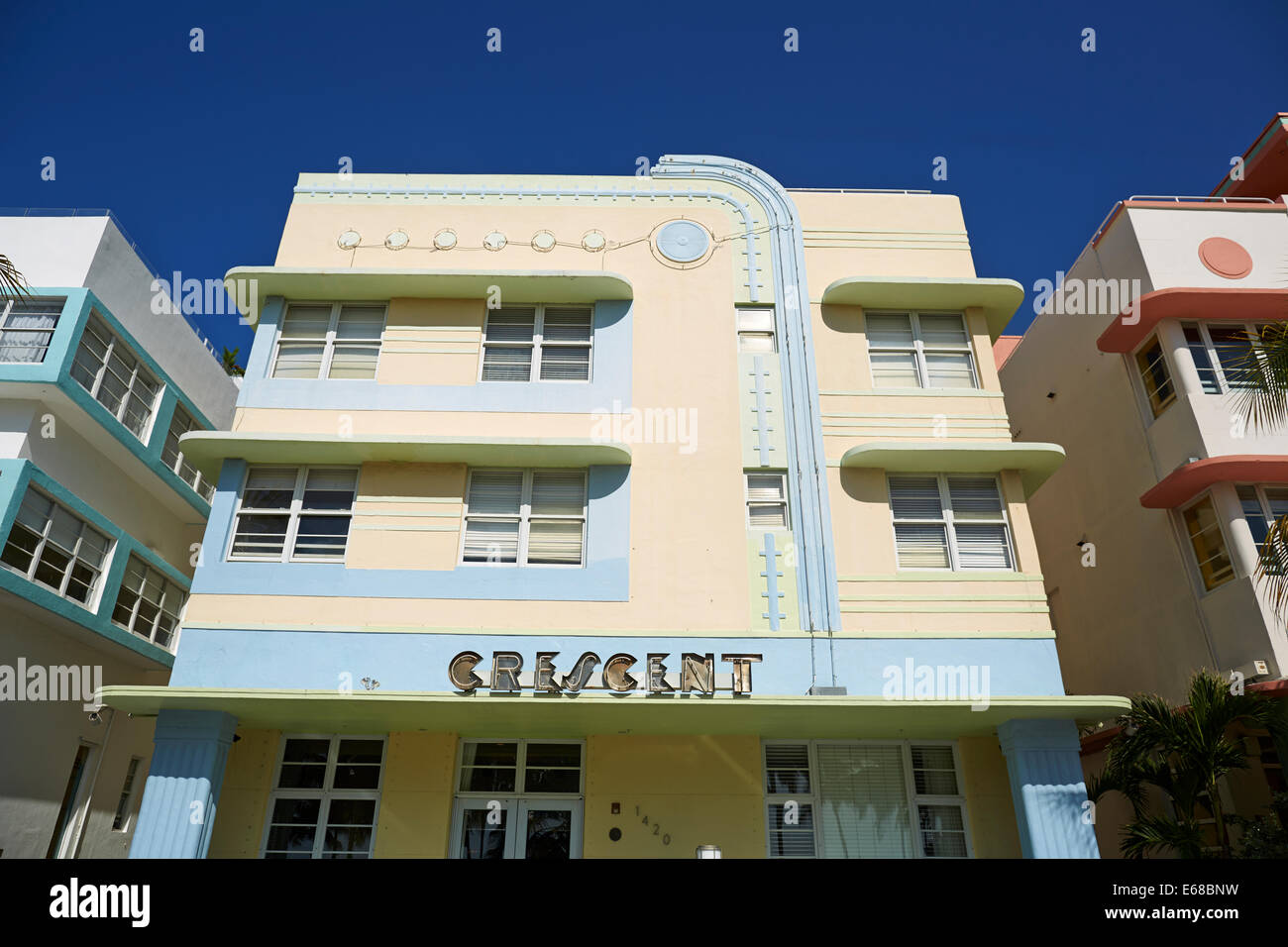 Ocean Drive South Beach Miami in Florida USA, Crescent Hotel along the ...