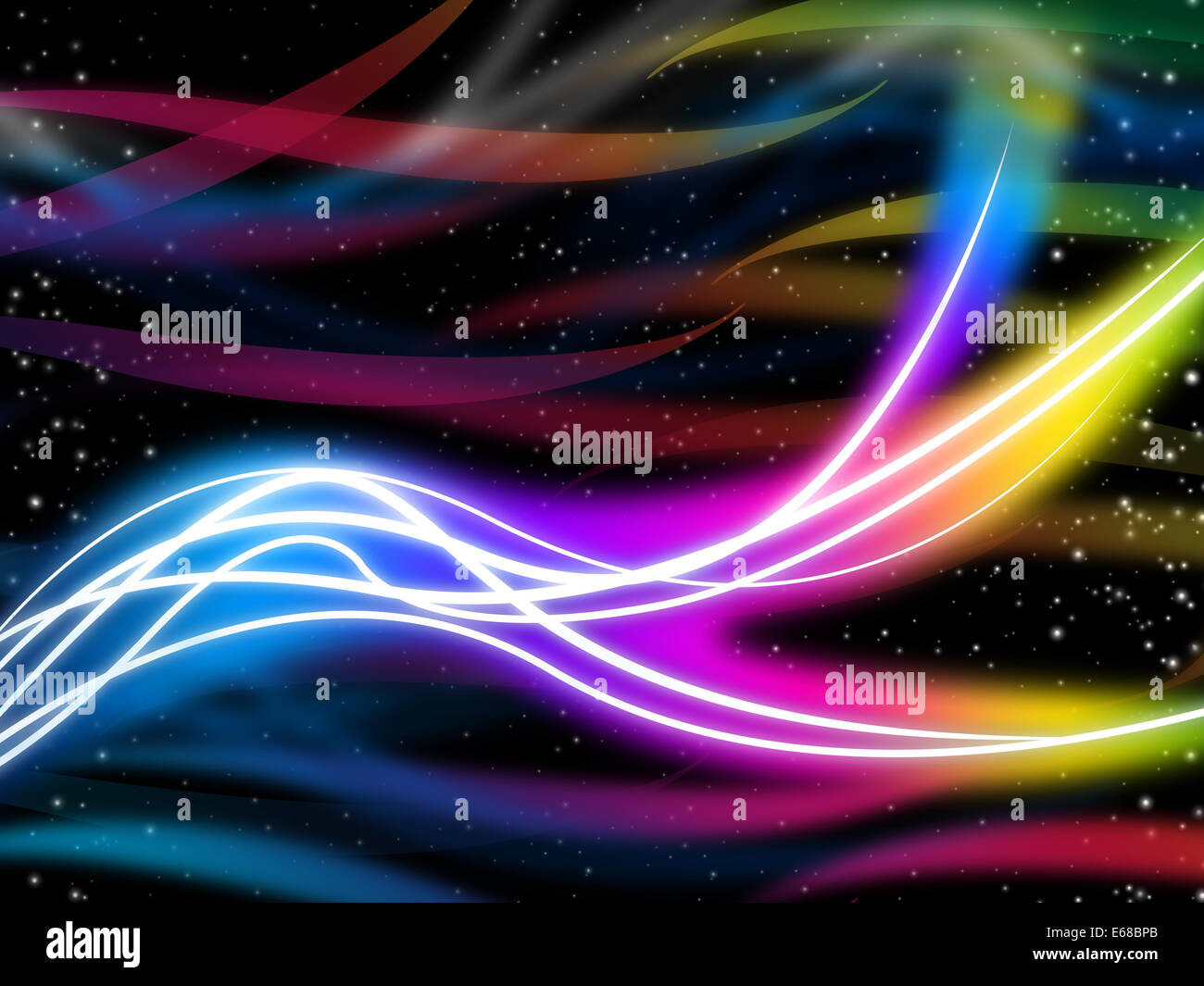Flourescent Swirls Pattern Showing Glowing Colors And Stars Stock Photo ...