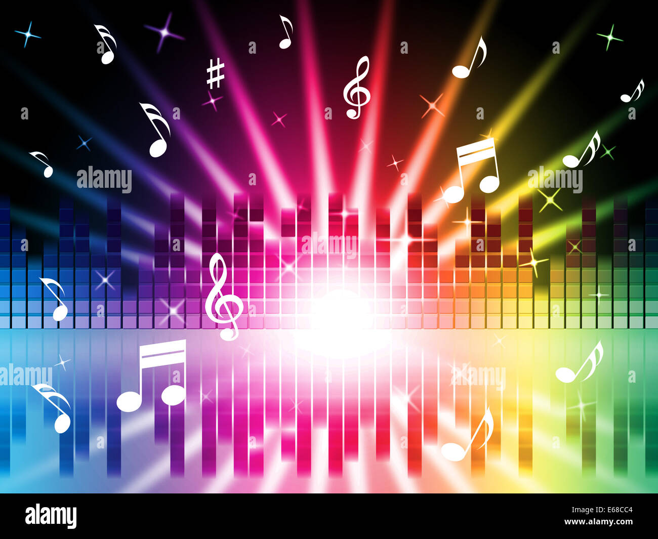 Music Colors Background Showing Instruments Songs And Frequencies Stock ...