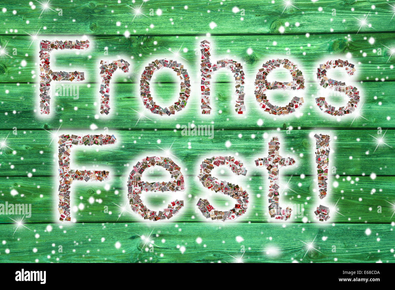 Merry christmas text in german letters on wooden green background Stock ...