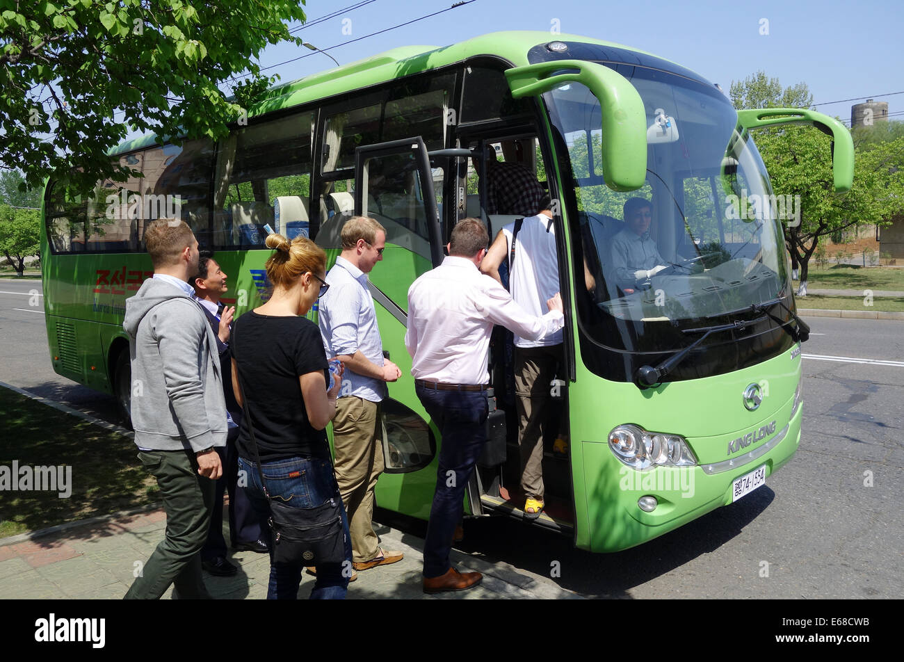 North Korea, tourist bus in North Korea Stock Photo - Alamy