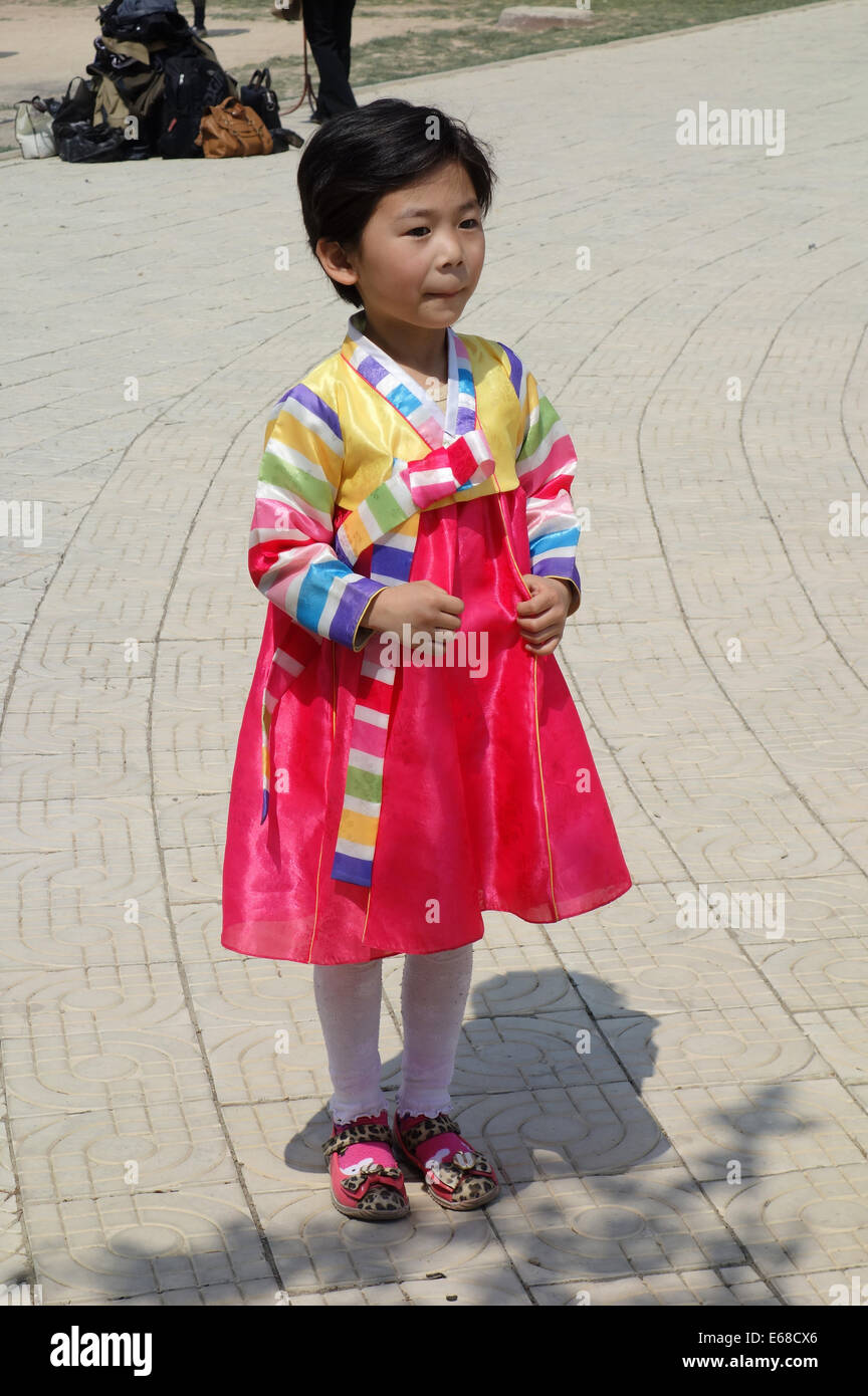 North Korea, girl in North Korean leisure park in North Korea Stock ...
