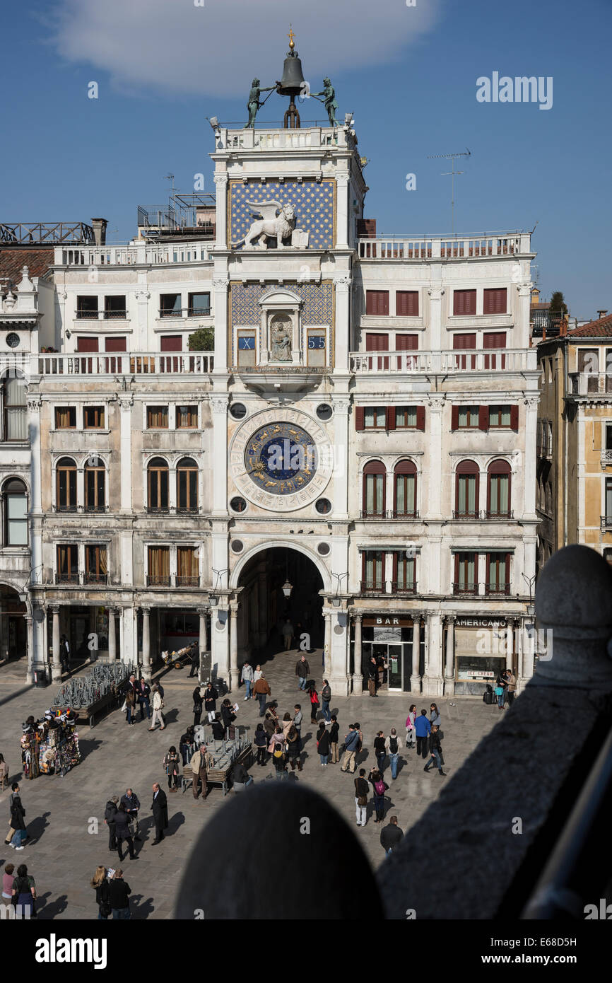 The Torre dell' Orologio Clock Tower in St. Mark's Square in Venice ...