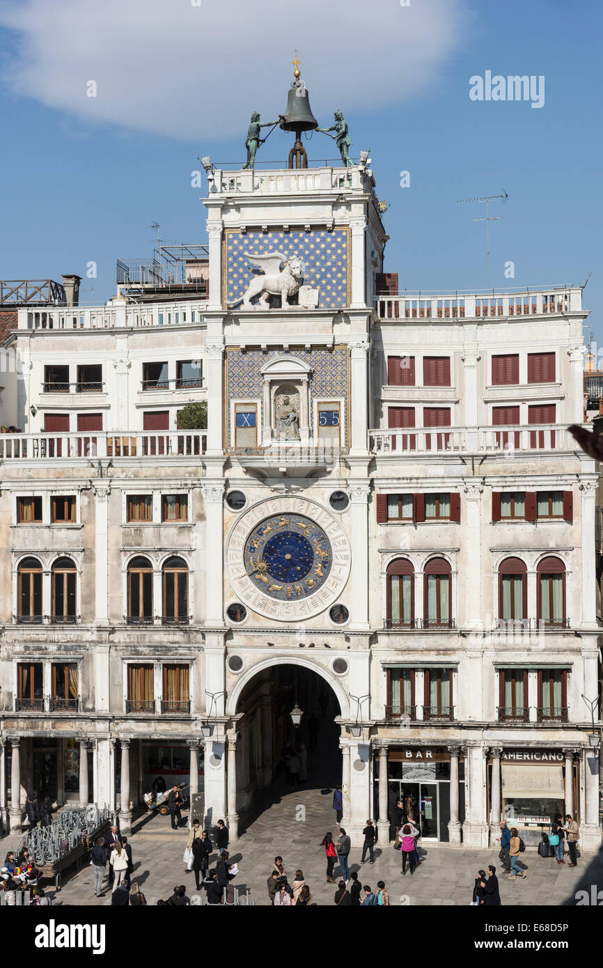 The Torre dell' Orologio Clock Tower in St. Mark's Square in Venice ...
