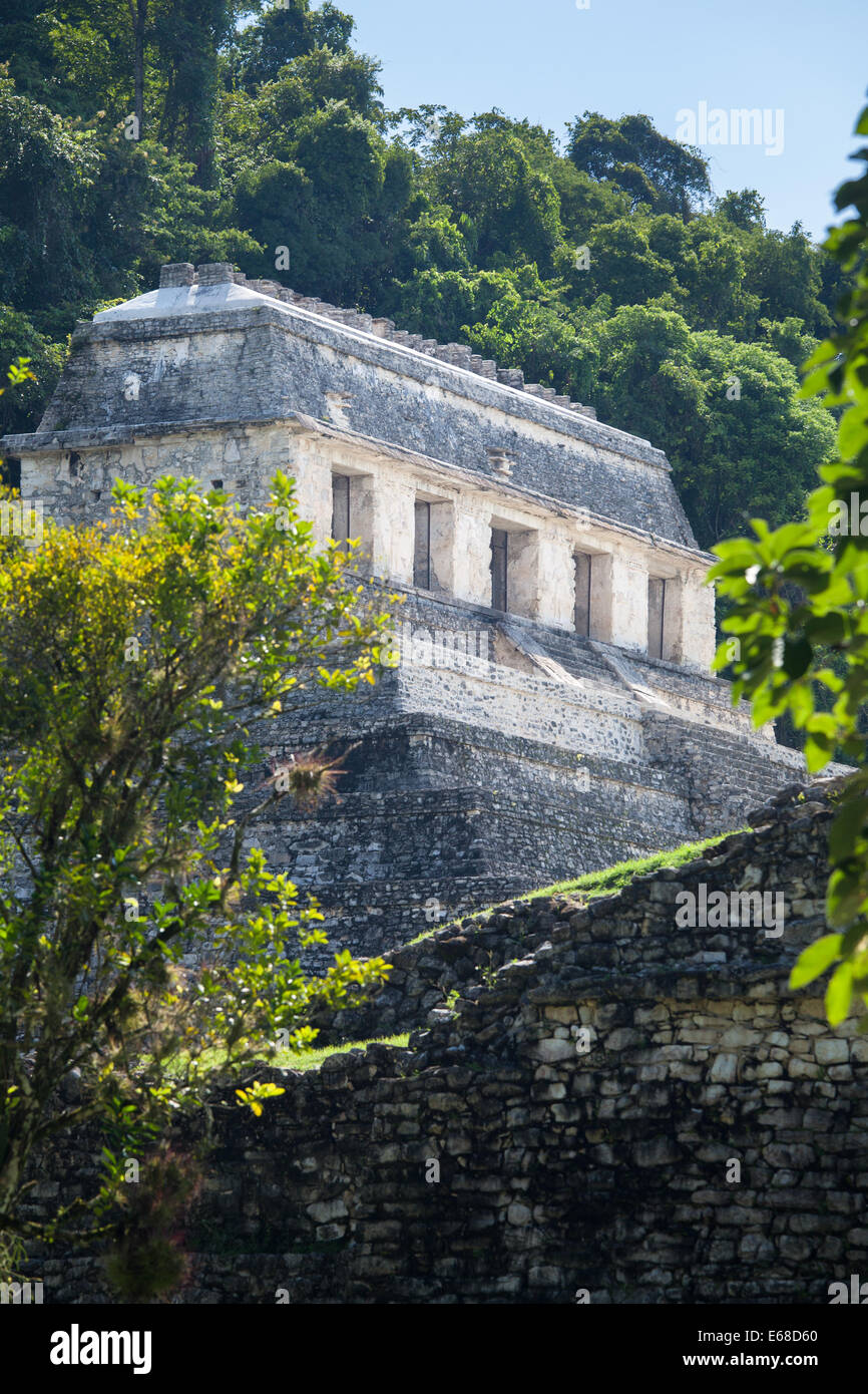 View of the Temple of the Inscriptions at the Mayan ruins of Palenque ...