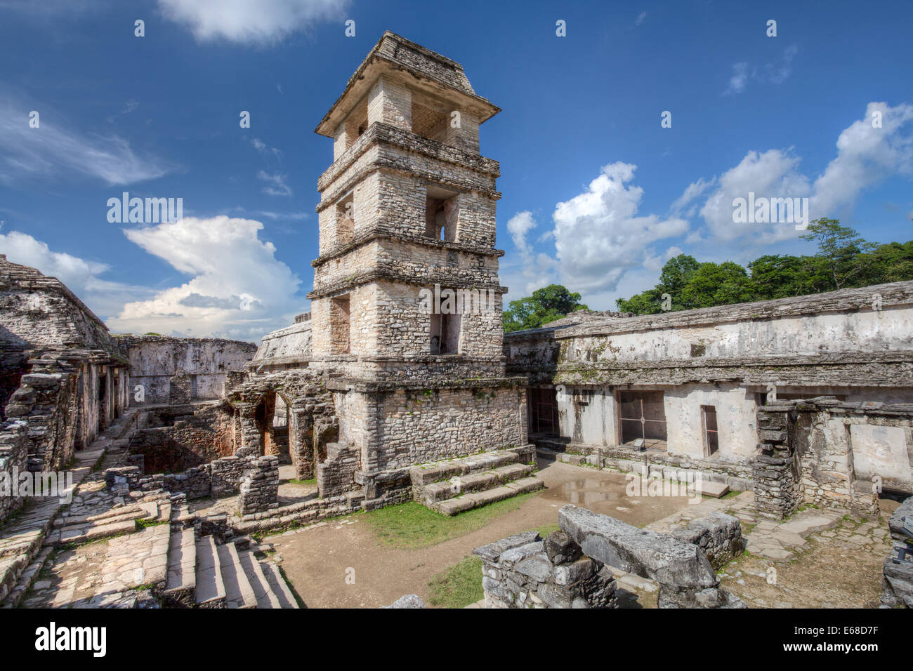Inside the Palace at the Palenque Archaeological site in Chiapas ...