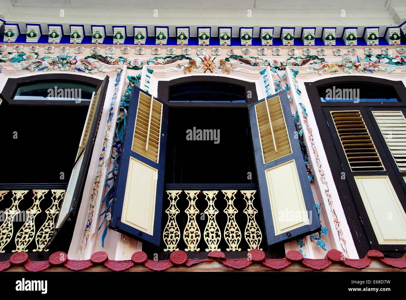 MELAKA, MALAYSIA: Beautiful facade with its decorative pargetting and ...