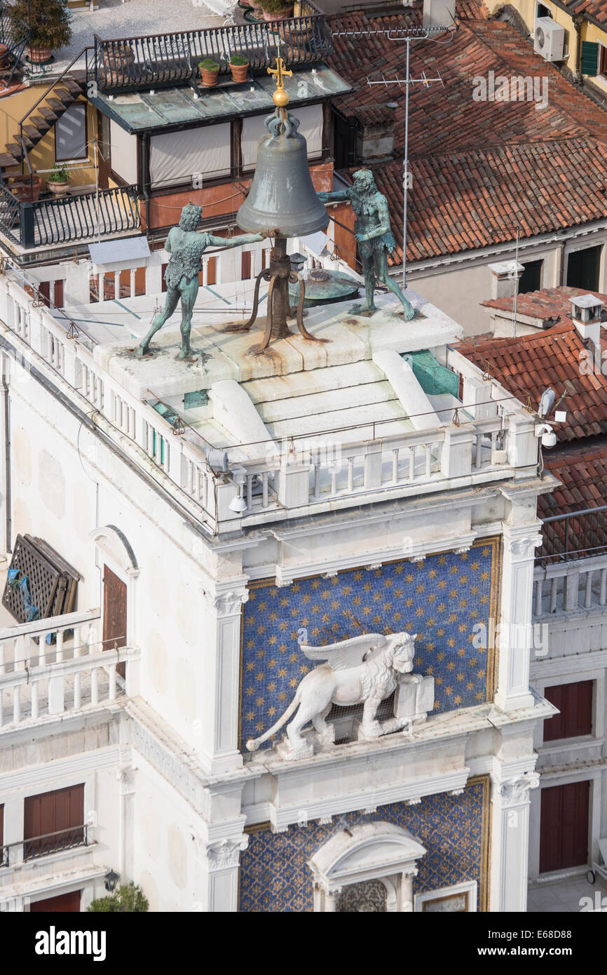 Closeup Bell Ringers of Torre dell' Orologio Clock Tower from The ...