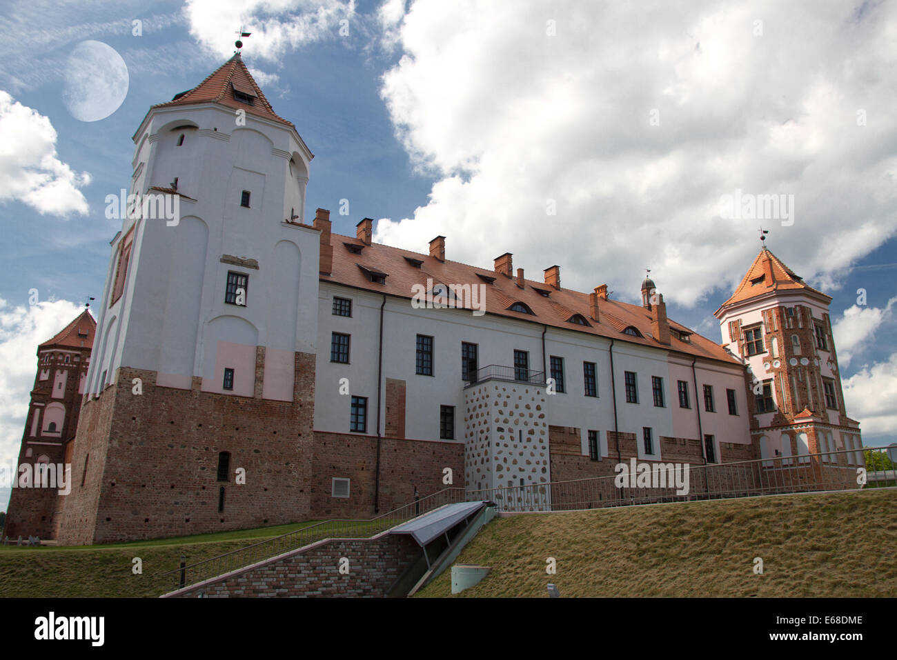 beautiful red brick castle stands in Europe Stock Photo - Alamy