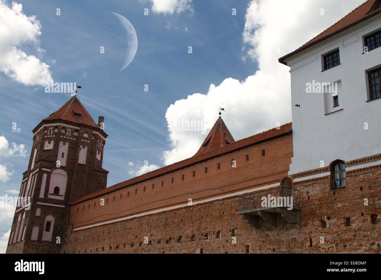 beautiful red brick castle stands in Europe Stock Photo - Alamy