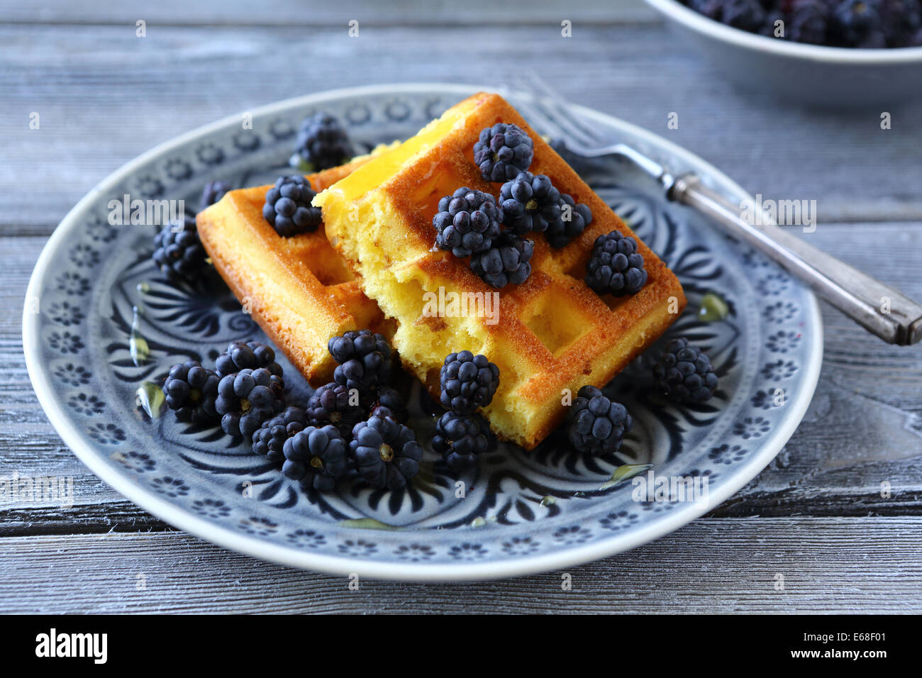Waffle and blueberries hi-res stock photography and images - Alamy