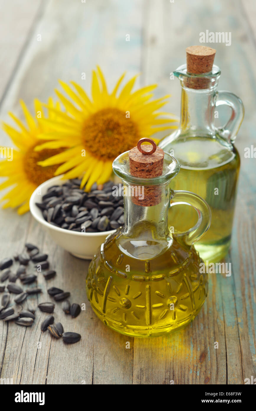 Bottles oil sunflower seeds hi-res stock photography and images - Alamy