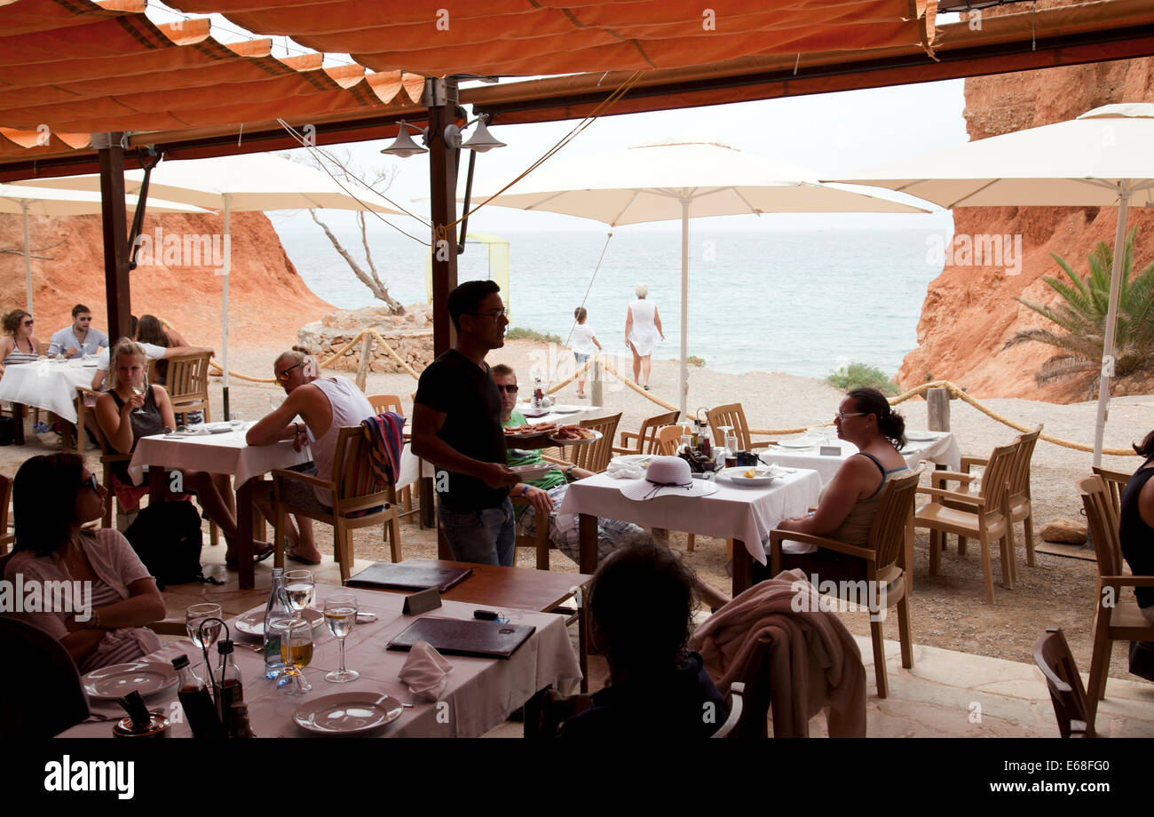 Sa Caleta Beach Restaurant in Ibiza Stock Photo - Alamy