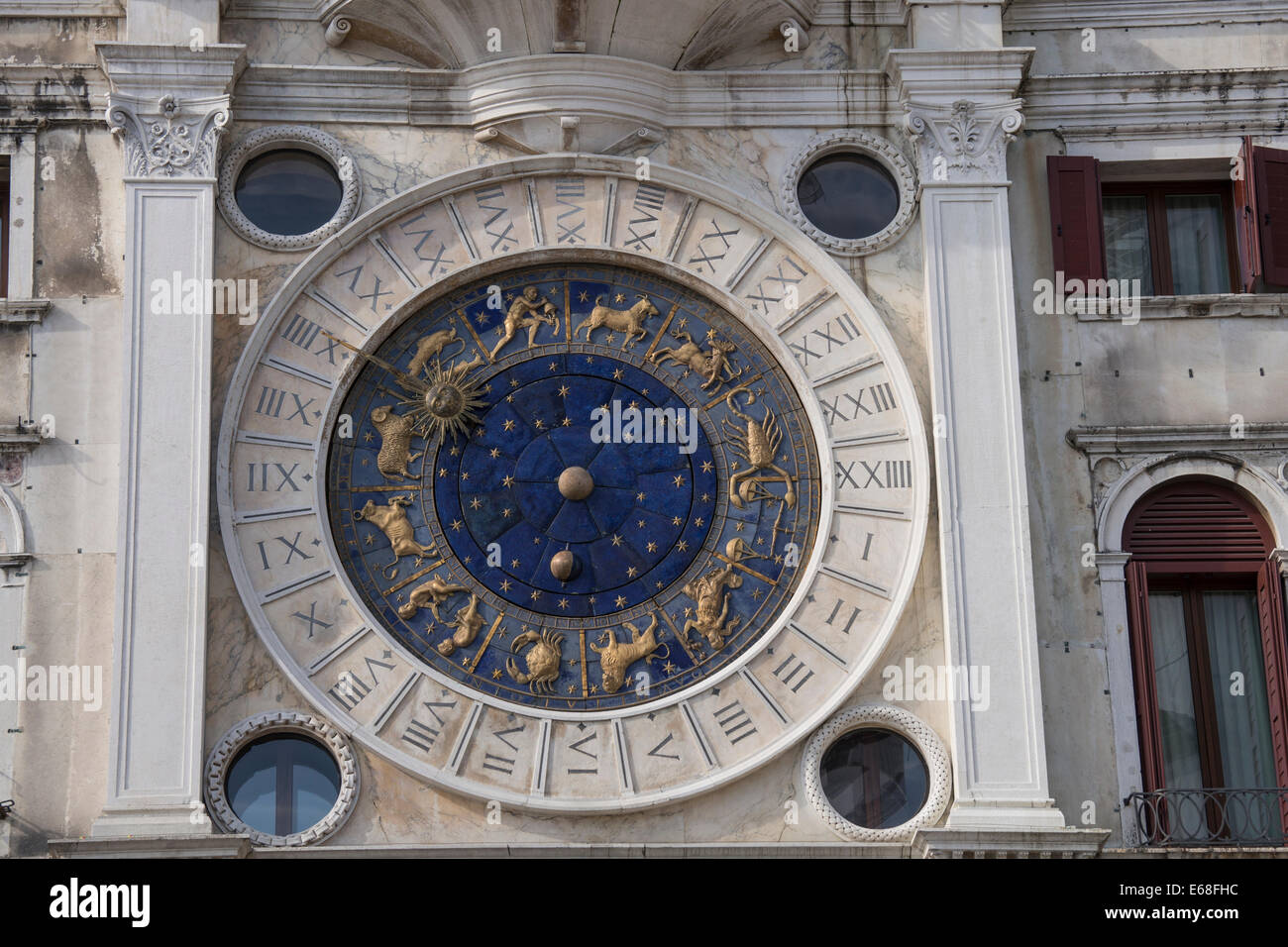 The Astrological Clock with Signs of the Zodiac on the Clock Tower in ...