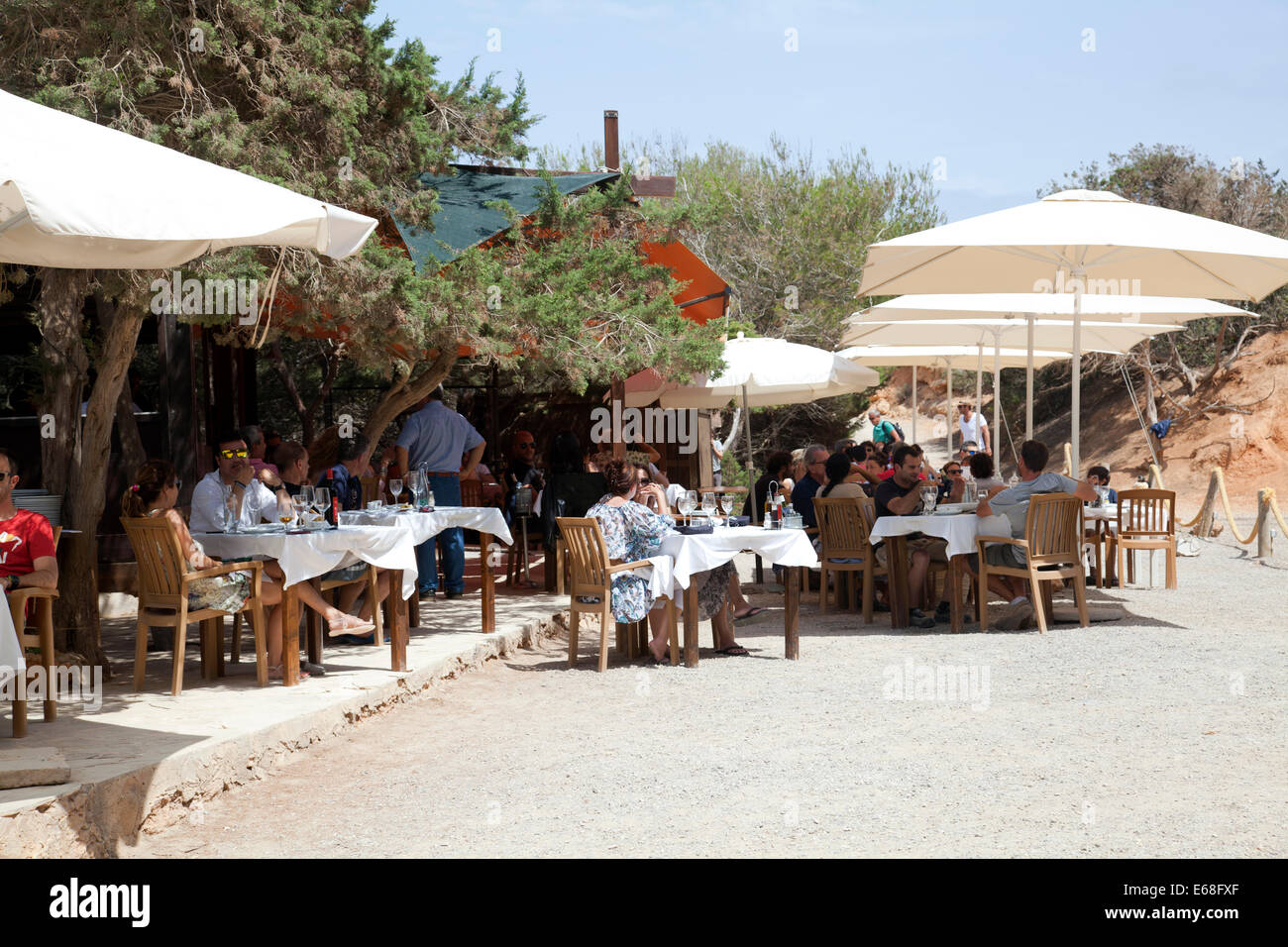 Sa Caleta Beach Restaurant in Ibiza Stock Photo - Alamy