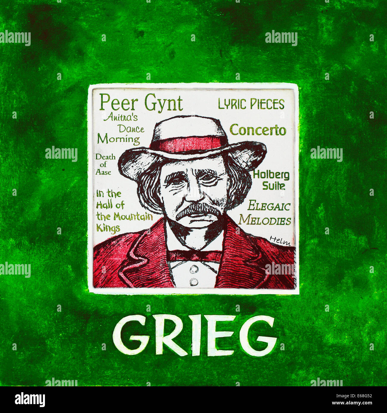 Edvard Grieg illustration, Norwegian composer, 1843 - 1907 Stock Photo ...