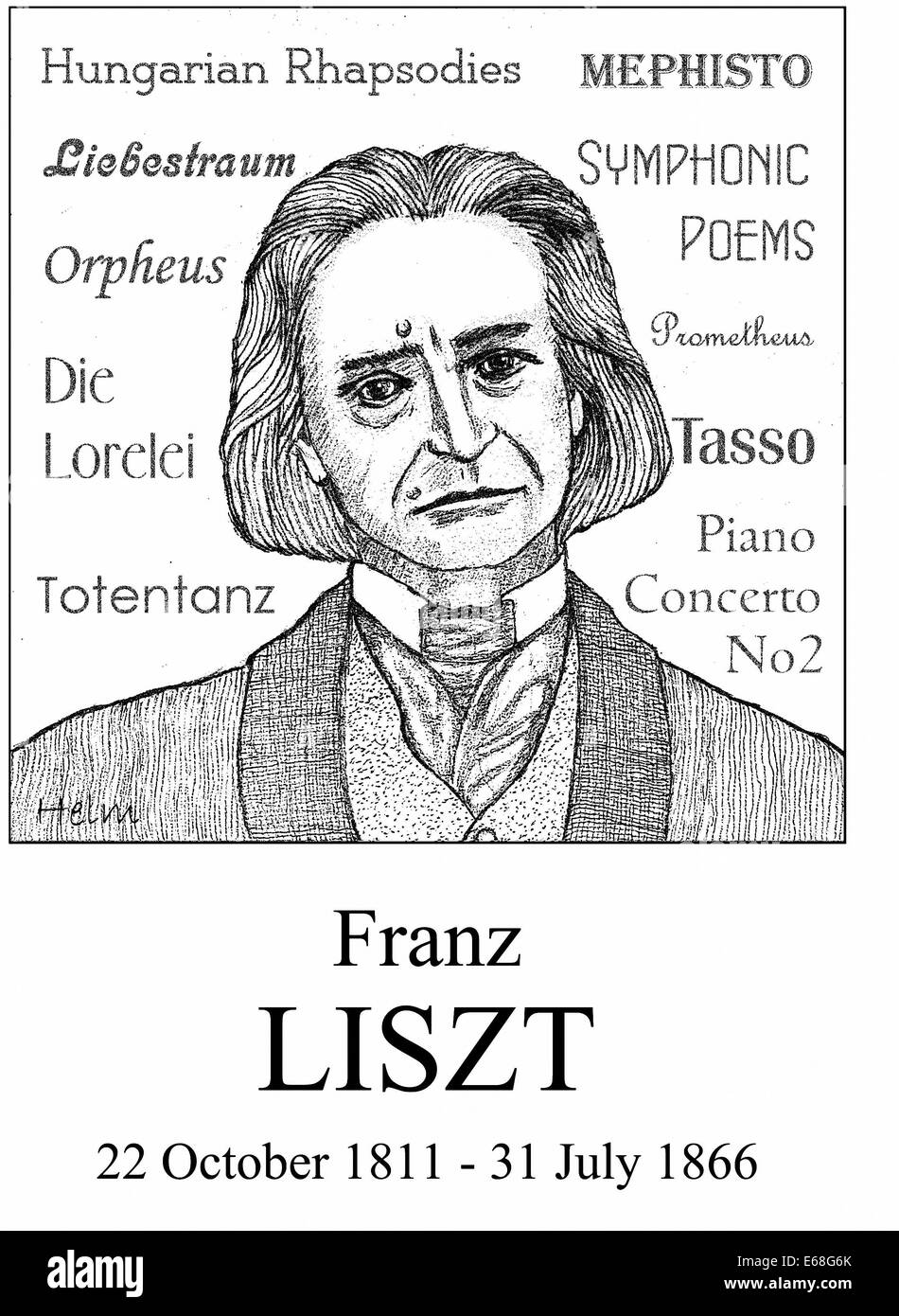 Franz Liszt portrait, Hungarian composer, 1811 - 1886 Stock Photo - Alamy