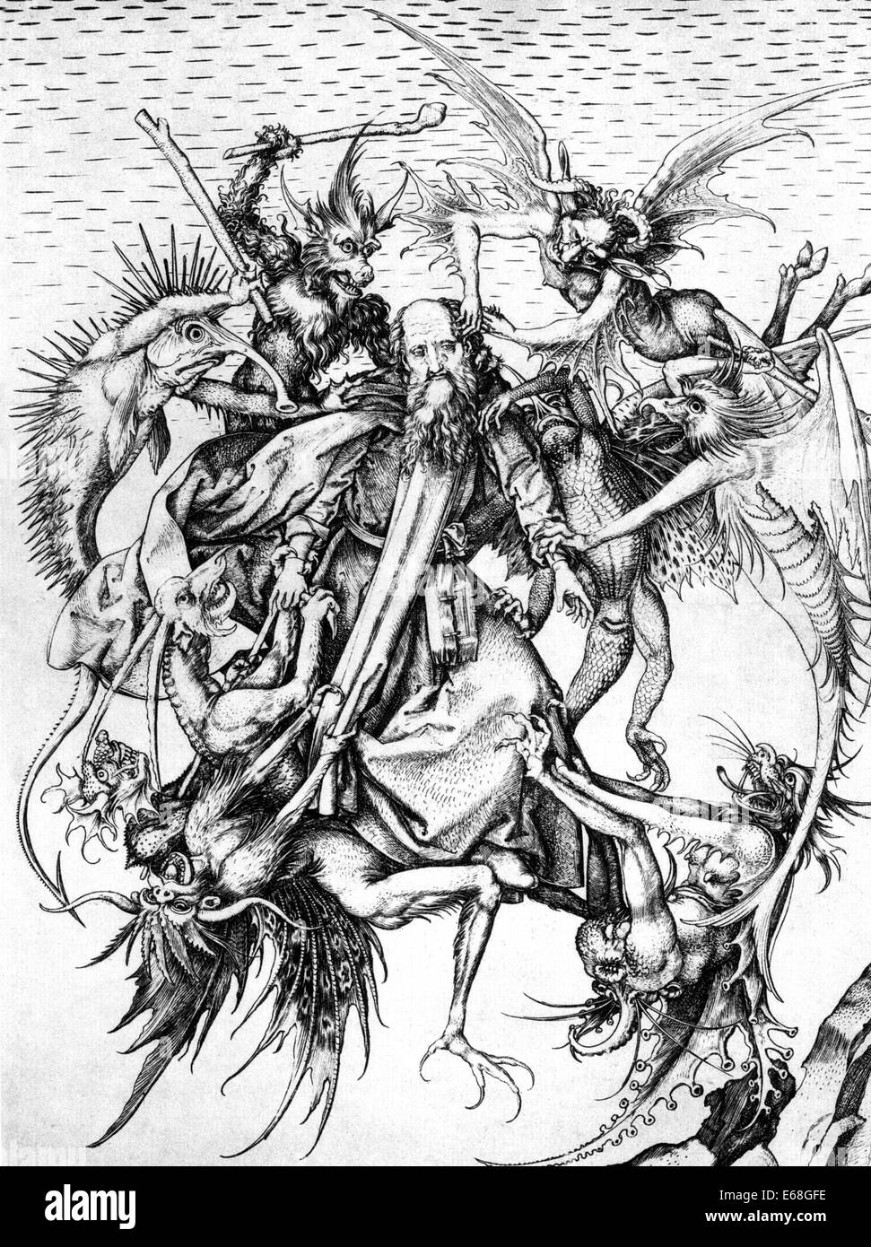 MARTIN SCHONGAUER (c 1440-1491) German engraver. St Anthony tormented ...