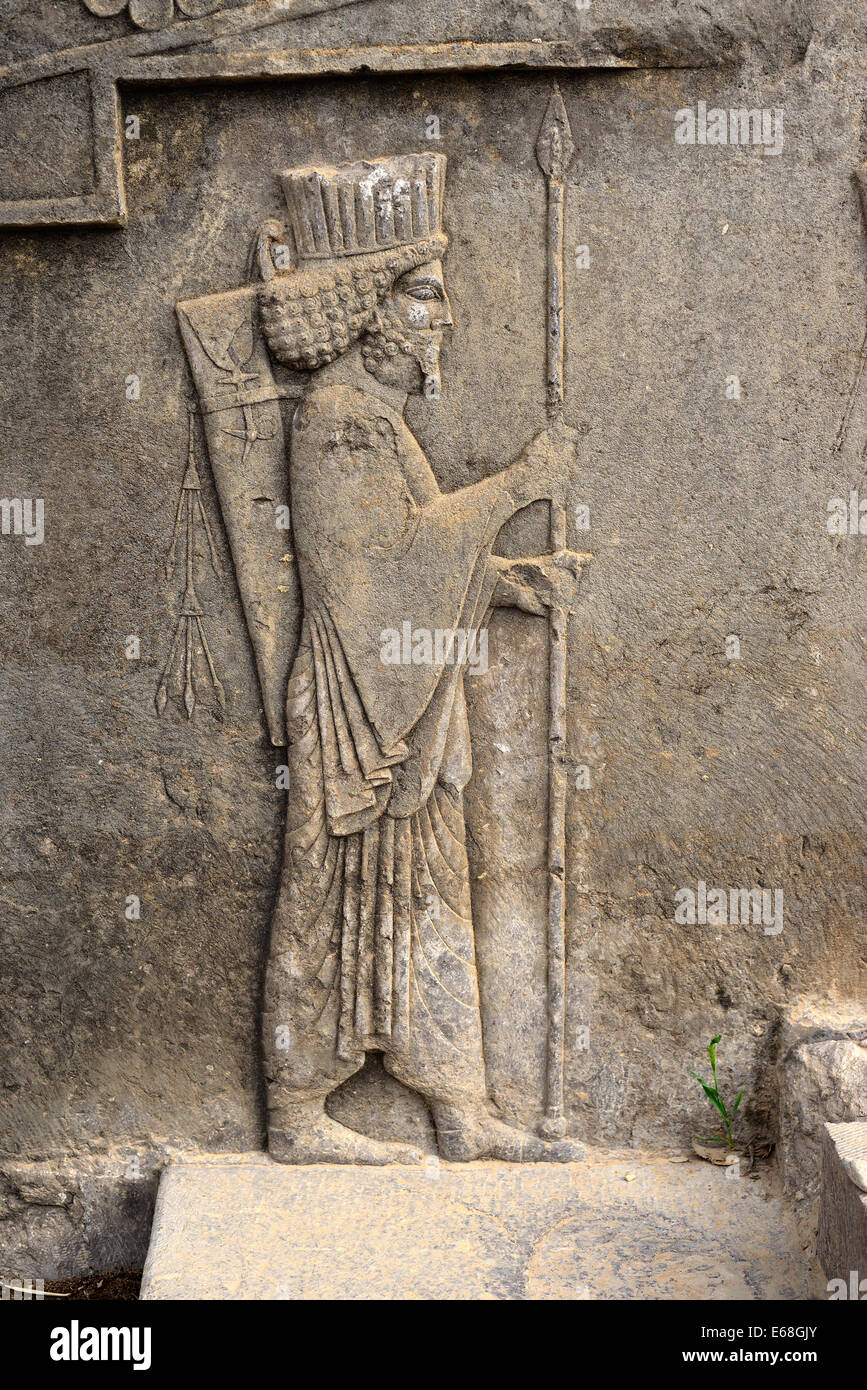 Bas-relief depicting a Persian guard, Tryplon or Board room, Persepolis ...