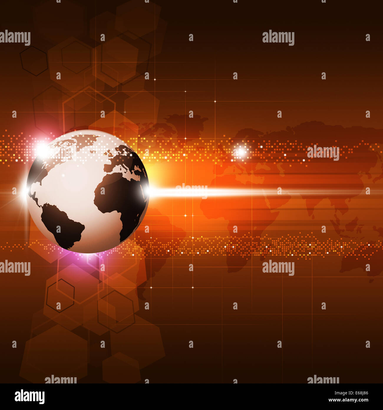 abstract global business concept technology red background Stock Photo ...