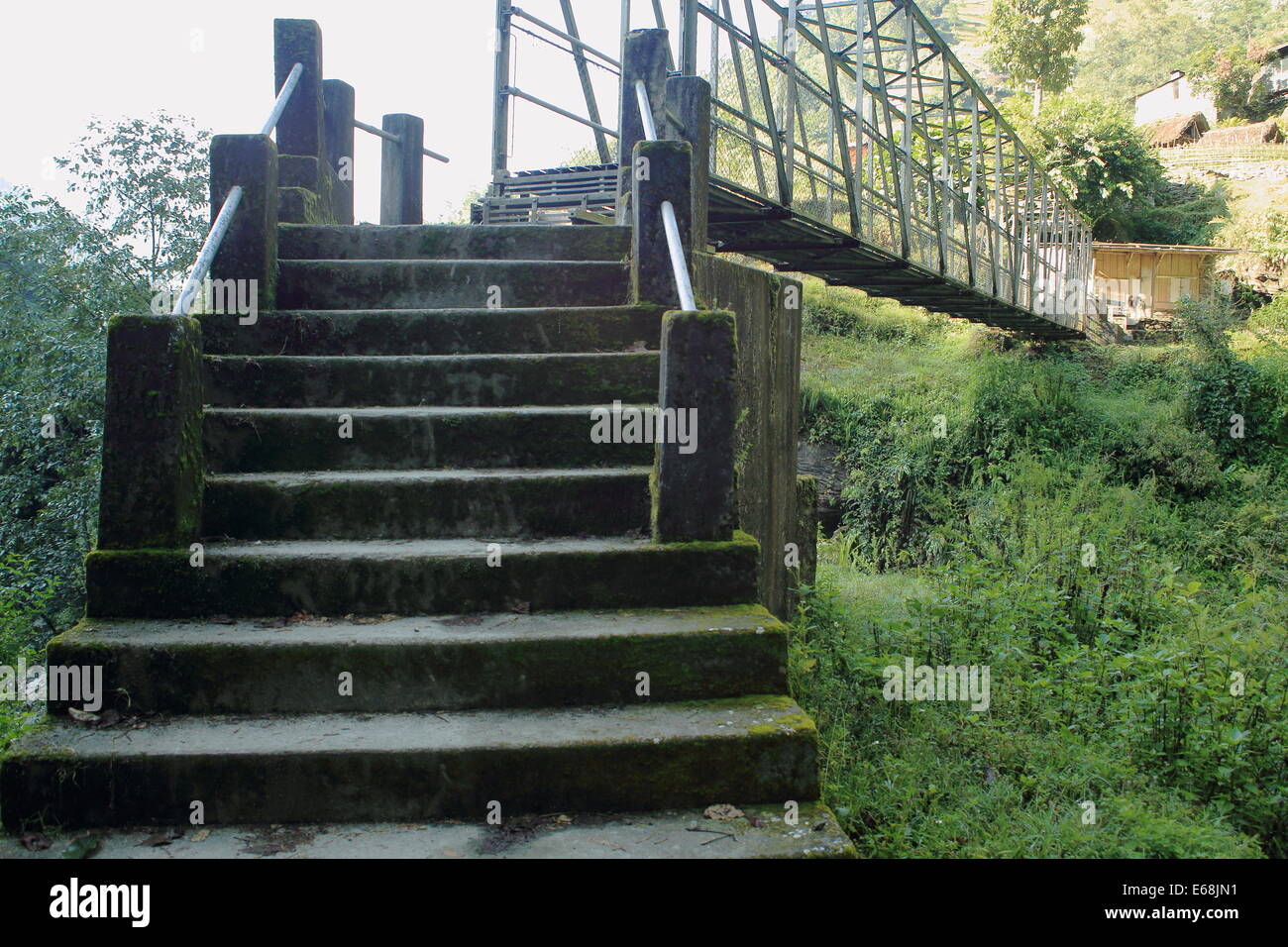 Concrete based metallic bridge over the Madi Khola-river on the Landruk ...