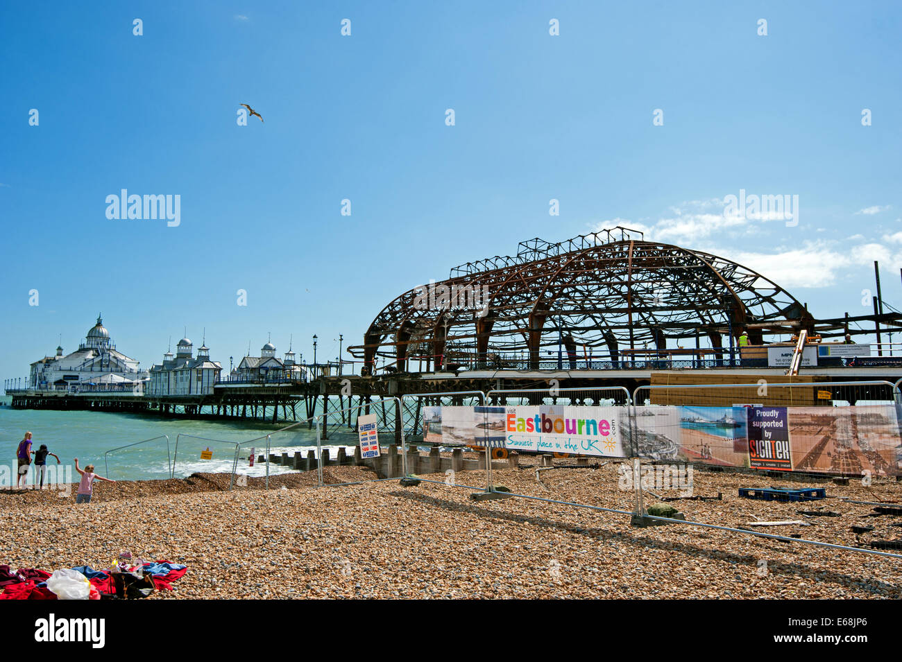 Repair work going on to restore Eastbourne Pier after a fire Stock ...