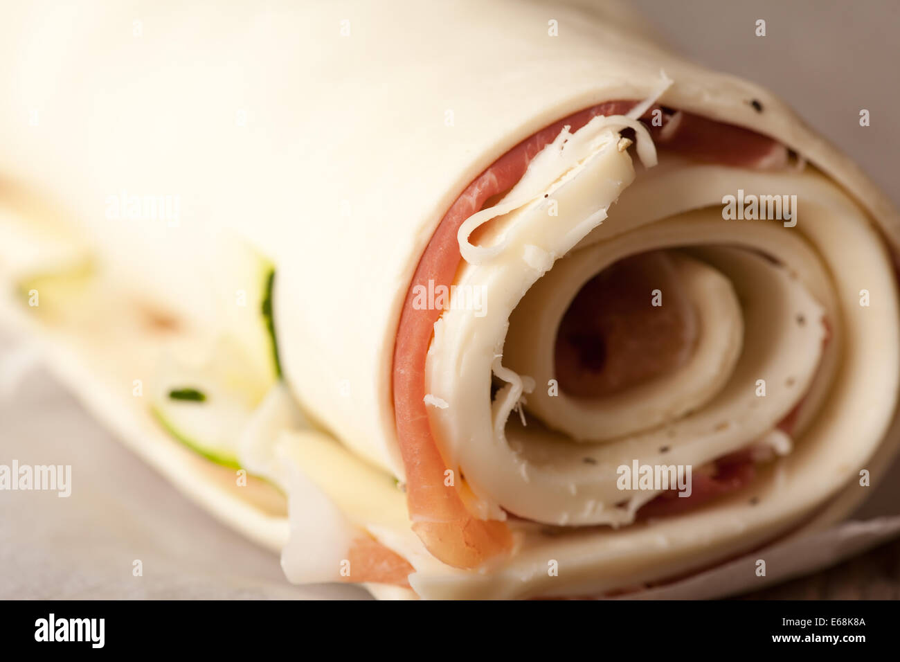 macro picture of puff pastry roll with parma ham Stock Photo - Alamy