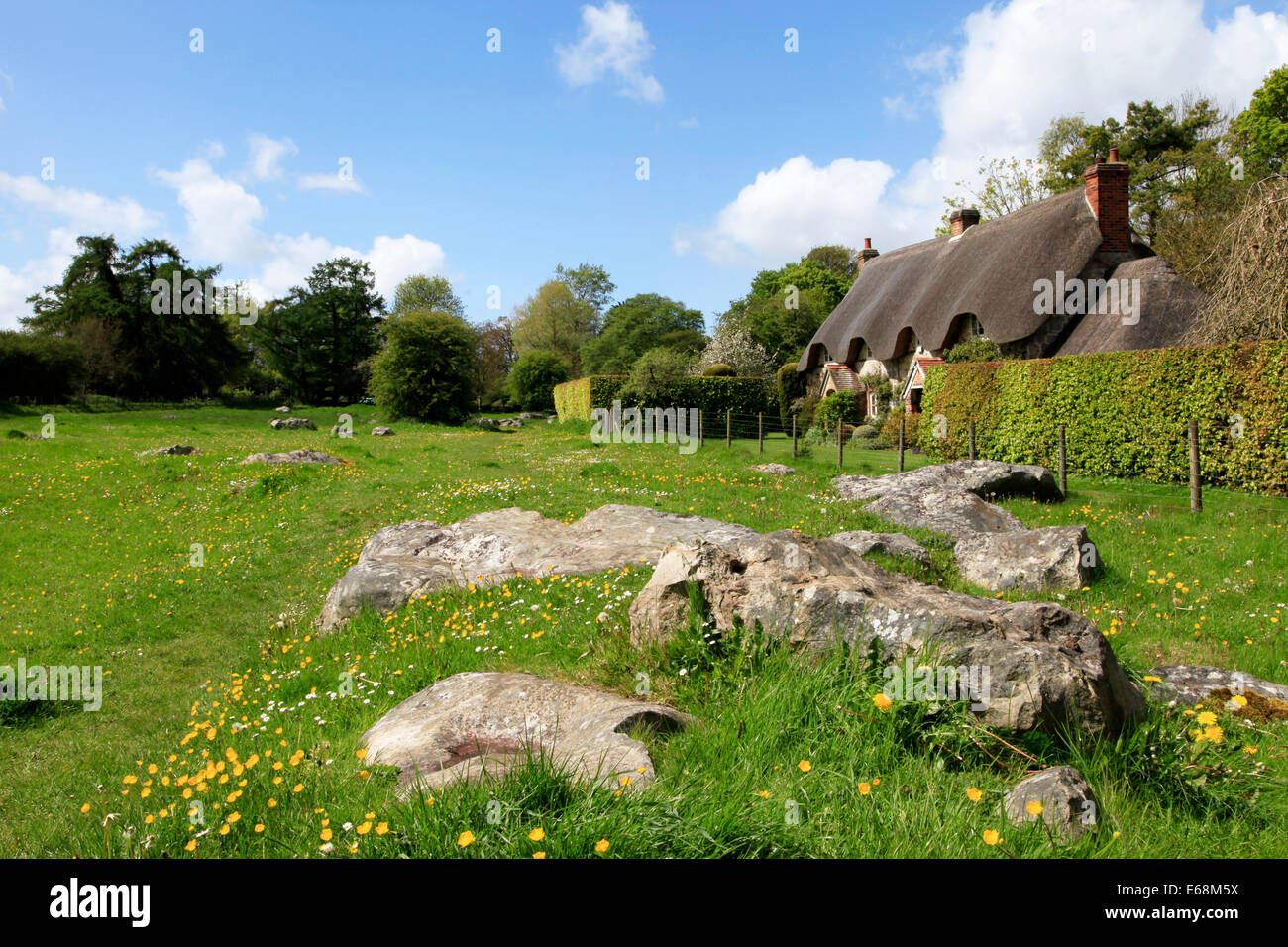 Sarsen stones in the village of Lockeridge, near Marlborough in ...